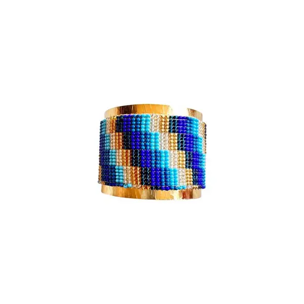 ILIANA ARRAZOLA Beaded Cuff Bracelet With Gold Plated Elements