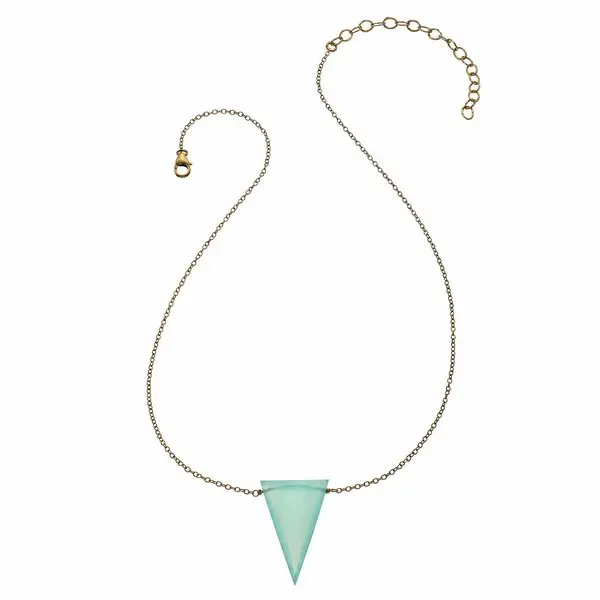 HEATHER HAWKINS Blue / Green True Love Waits Semi-precious Large Gemstone Necklace Aqua Chalcedony - Blue/green