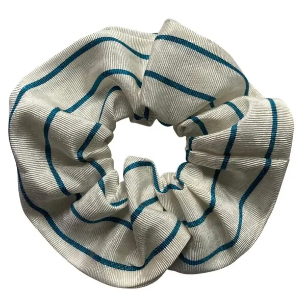 MORNING BLUE. Striped Silk Scrunchie
