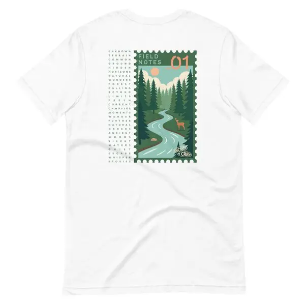 ANCHOR & CREW Organic Cotton T-shirt With Forest Landscape Stamp Graphic - White