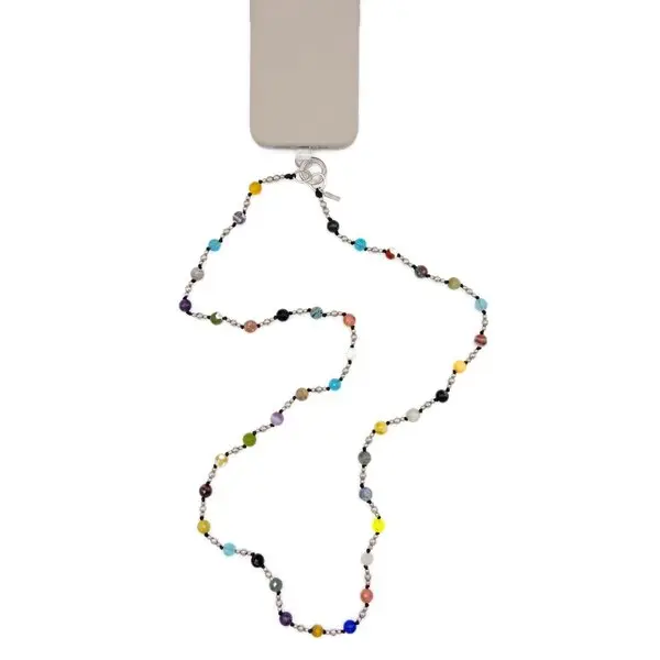 JAREDJAMIN Prism Cross-body Gemstone Phone Lanyard - Black/gray/orange