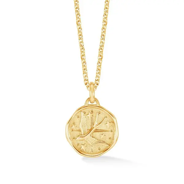 DOWER & HALL Flying Swallow Talisman Necklace - Gold