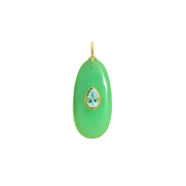 KAMARIA Green / Blue Green Chrysoprase Gemstone Pendant With Topaz Elongated Pear Blue Topaz - Green/blue