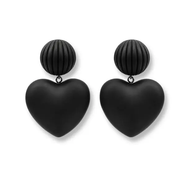 MICHAEL NASH JEWELRY Amour Heart Clip Earrings - Black