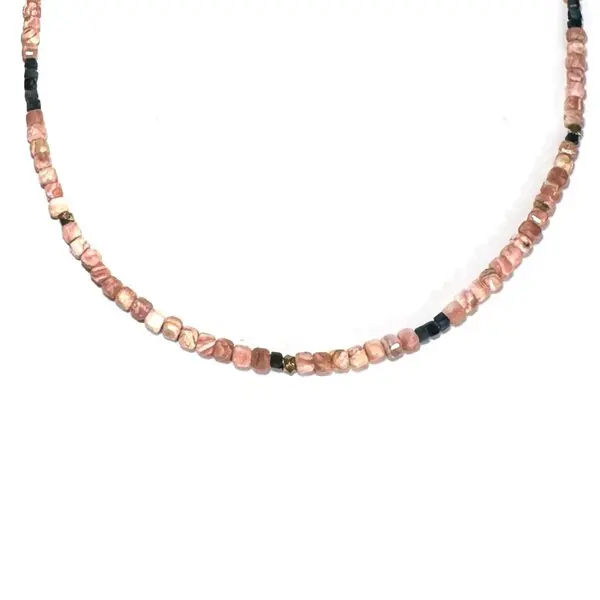 Rachel Nathan Rhodochrosite & Blue Tourmaline Beaded Necklace - Pink/blue
