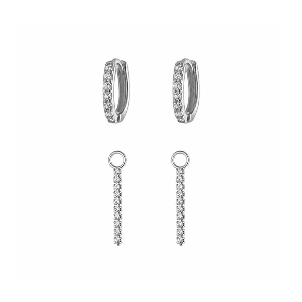 OUTOFOFFICE Huggie Earrings Removable Pavé Charm