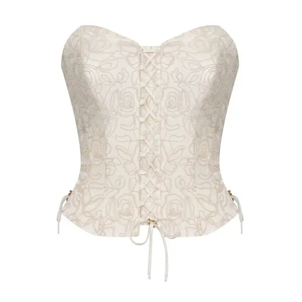 ELSAVA Ivory Bloom Corset - White