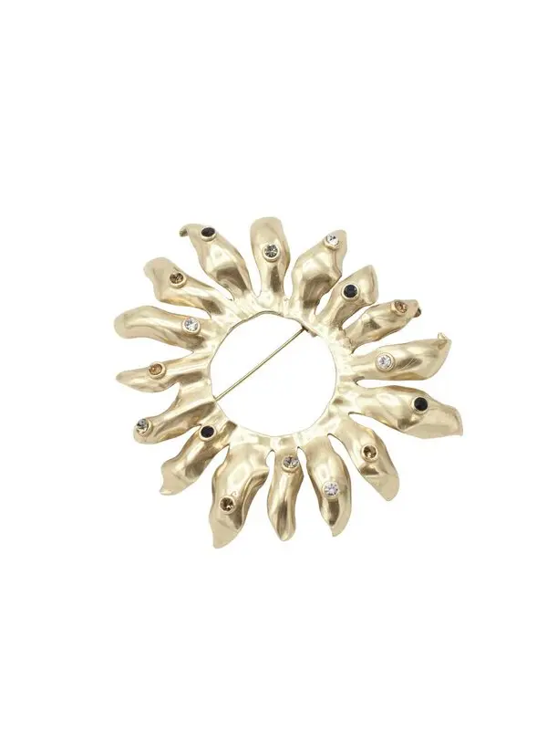 SITA NEVADO Brass Sun Brooch With Multicolored Crystals - Gold