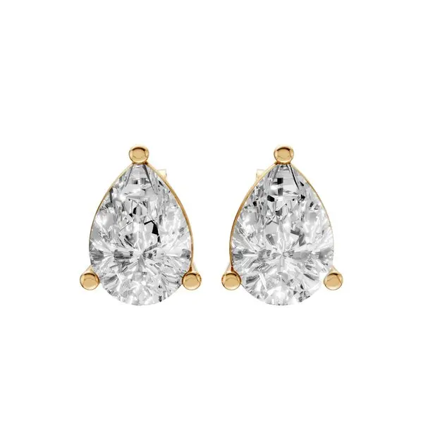 AYA FINE JEWELRY Pear Shaped Lab Diamond Solitaire Stud Earrings In Solid 14k Gold - Yellow