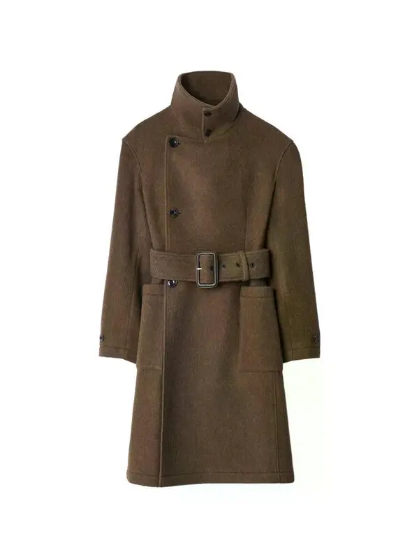 LEMAIRE Fitted Wrap Coat In Felted Wool And Alpaca Blend - Brown