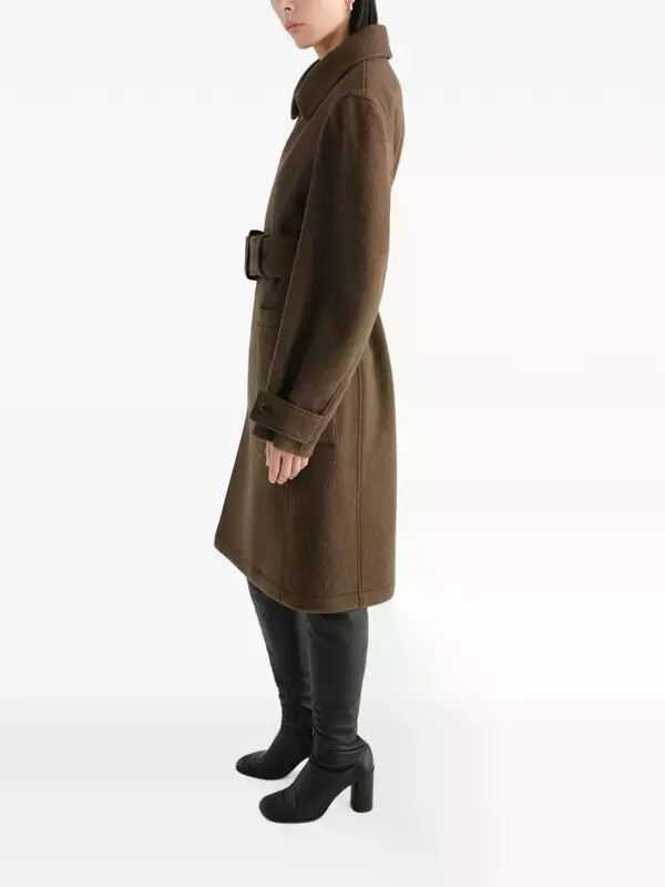 LEMAIRE Fitted Wrap Coat In Felted Wool And Alpaca Blend - Brown
