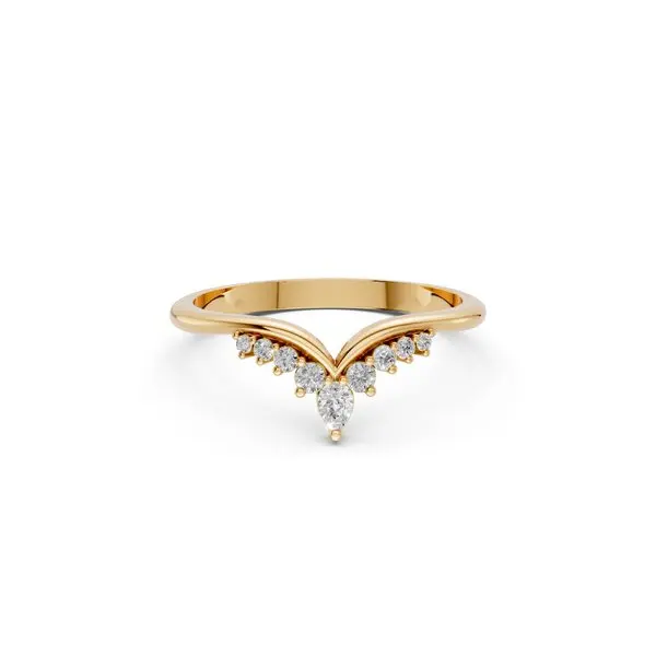 AYA FINE JEWELRY 14k Gold Pear & Round Lab-grown Diamond Chevron Ring - Yellow