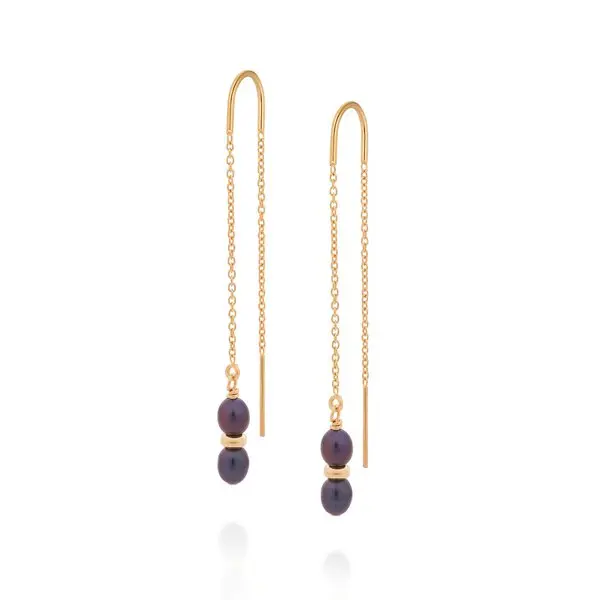 NELLOU JEWELLERY Ellen Peacock Pearl Fall Earrings Plated Sterling Silver - Gold