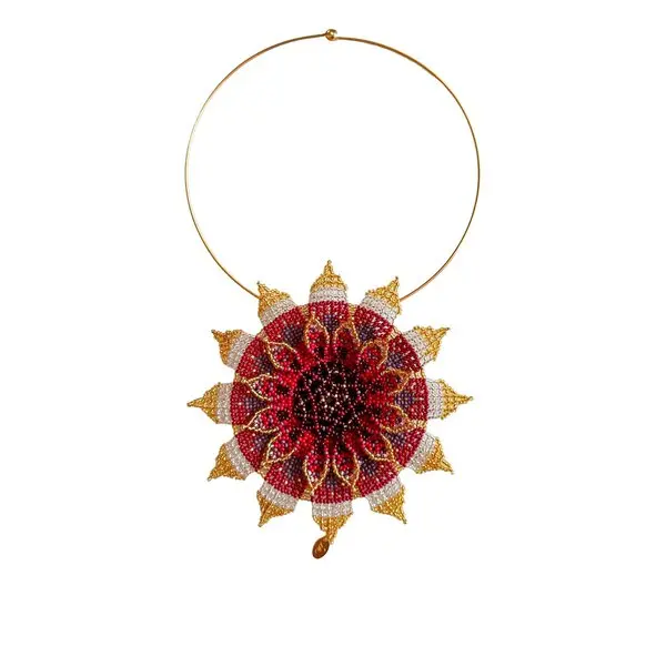 ILIANA ARRAZOLA Beaded Choker With Gold-plated Bronze And Pewter Elements