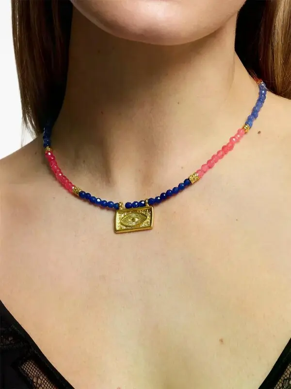 OTTOMAN HANDS Arden Evil Eye Gemstone Beaded Necklace