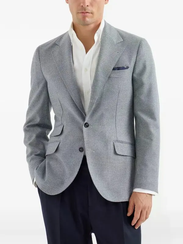 Brunello Cucinelli Cashmere And Silk Houndstooth Flannel Deconstructed Cavallo Blazer