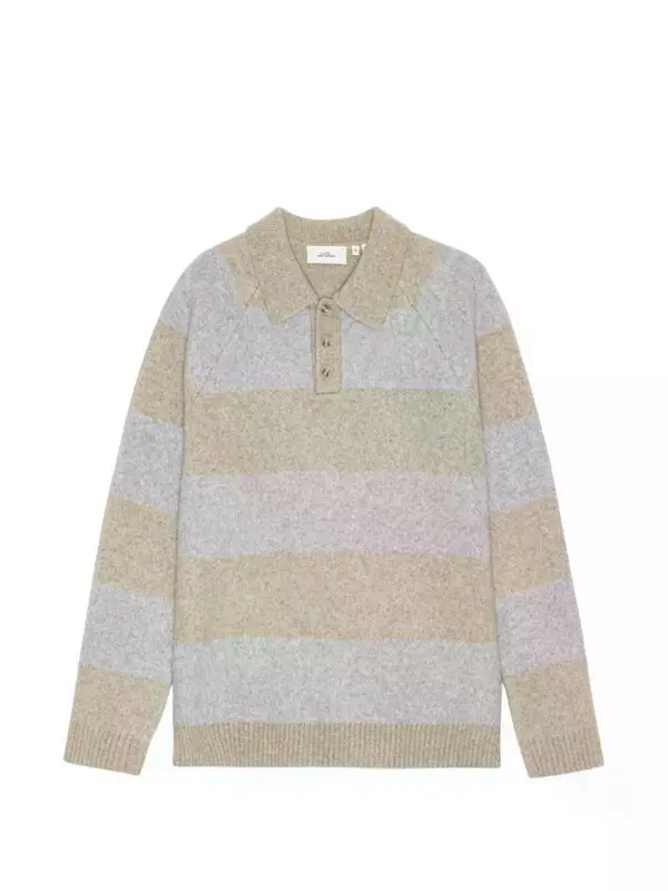 LES DEUX Striped Raglan-sleeve Polo Shirt