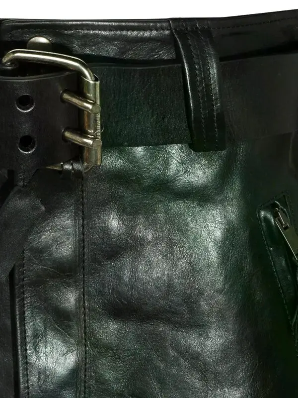 Saint Laurent Belted Leather Midi Skirt