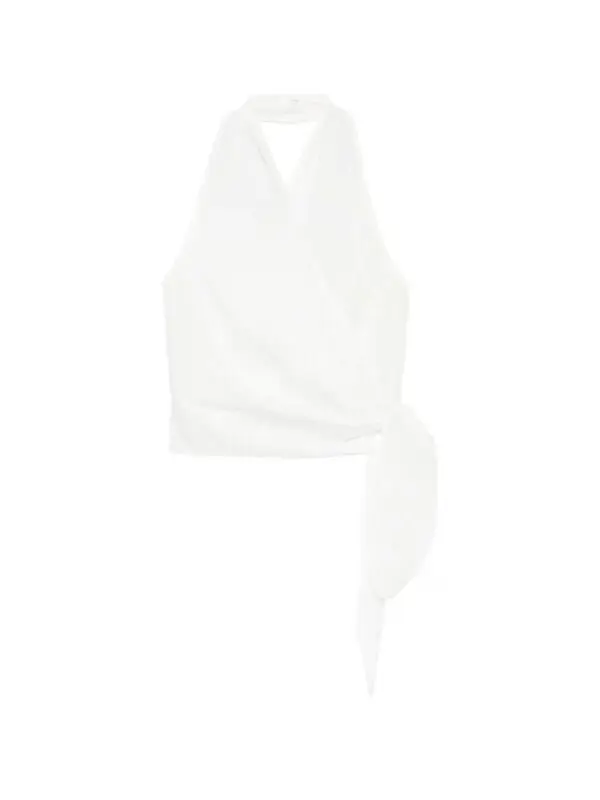 ST. AGNI Pinstripe Wrap Top - White
