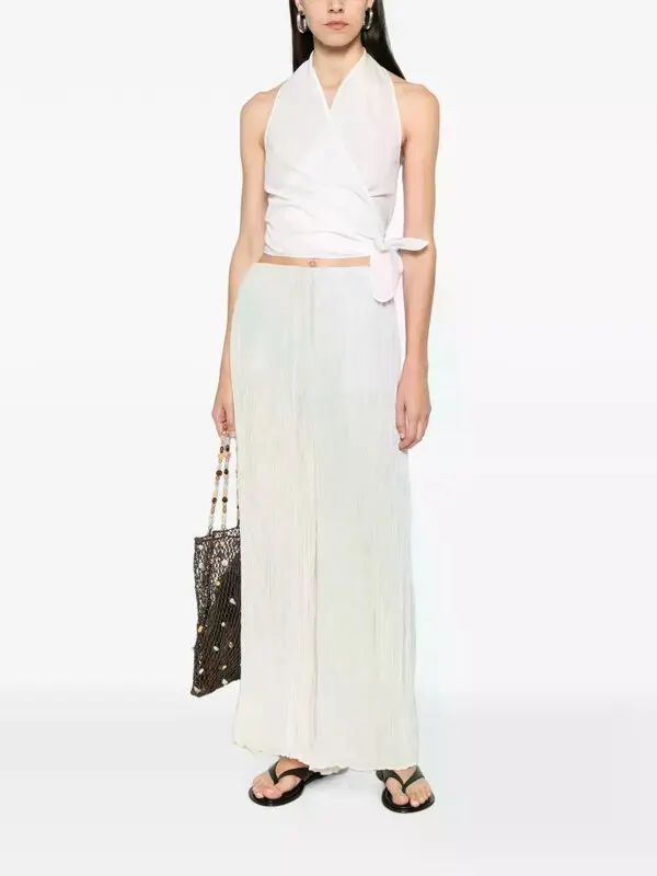 ST. AGNI Pinstripe Wrap Top