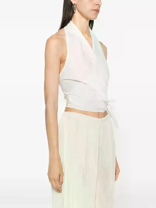 ST. AGNI Pinstripe Wrap Top