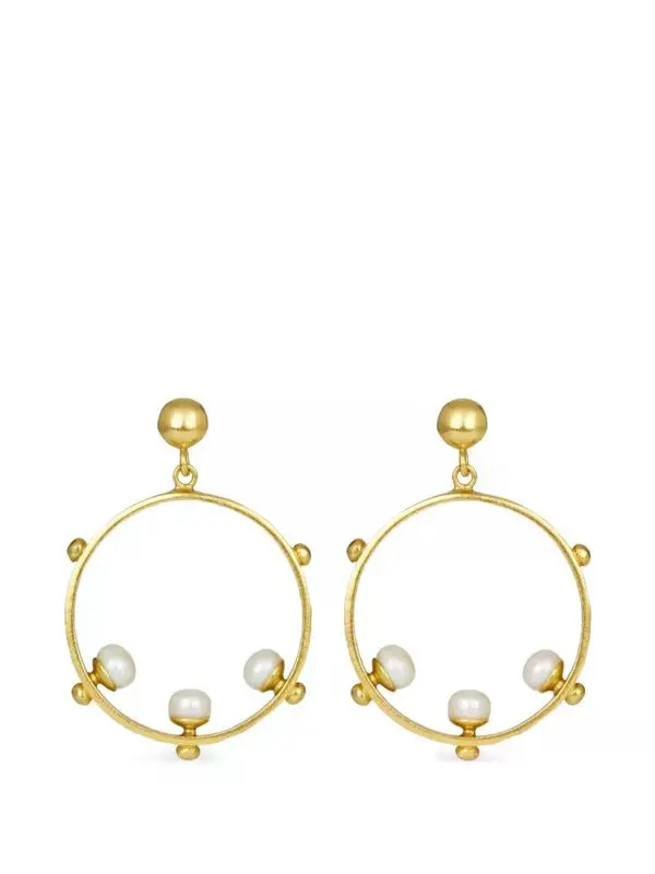 OTTOMAN HANDS Pearl Aristea Embellished Hoop Earrings - Gold
