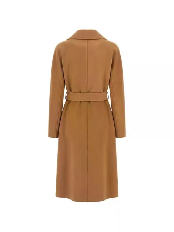 Max Mara Wool, Cashmere And Silk Long Wrap Coat Caramel