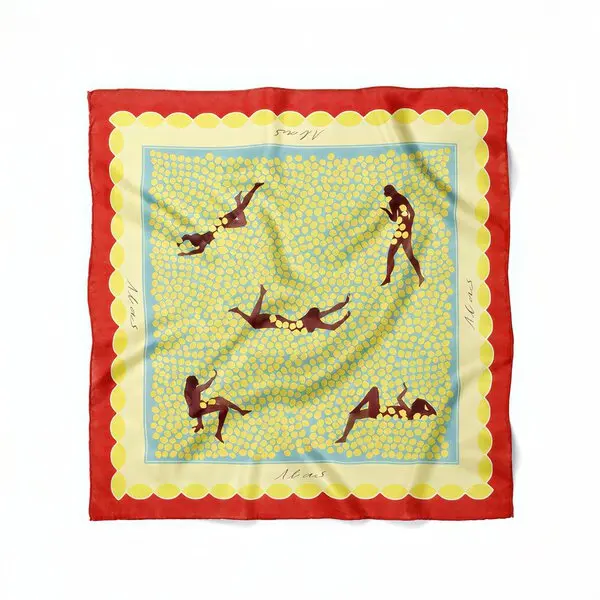 ALAS Bandana Silk Scarf Bathers - Yellow/red
