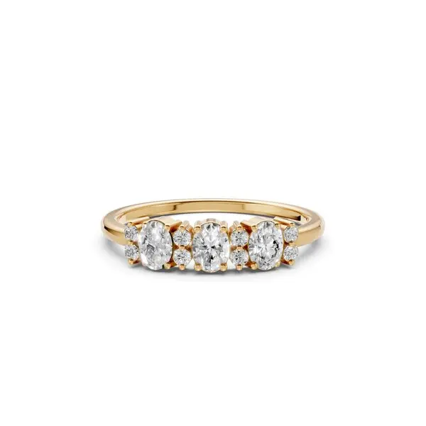 AYA FINE JEWELRY Three Stone Oval Lab Grown Diamond Ring In 14k Gold - Yellow