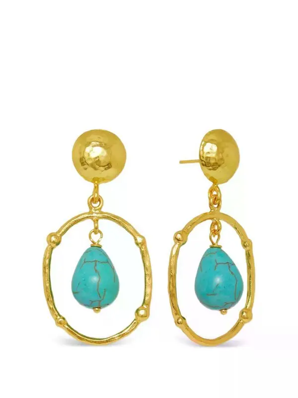 OTTOMAN HANDS Turquoise Sloane Drop Earrings - Gold