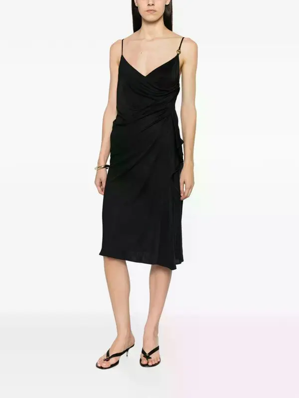 Versace Draped Ruffled Midi Dress