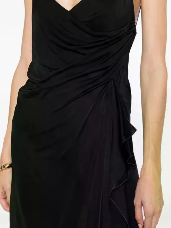 Versace Draped Ruffled Midi Dress