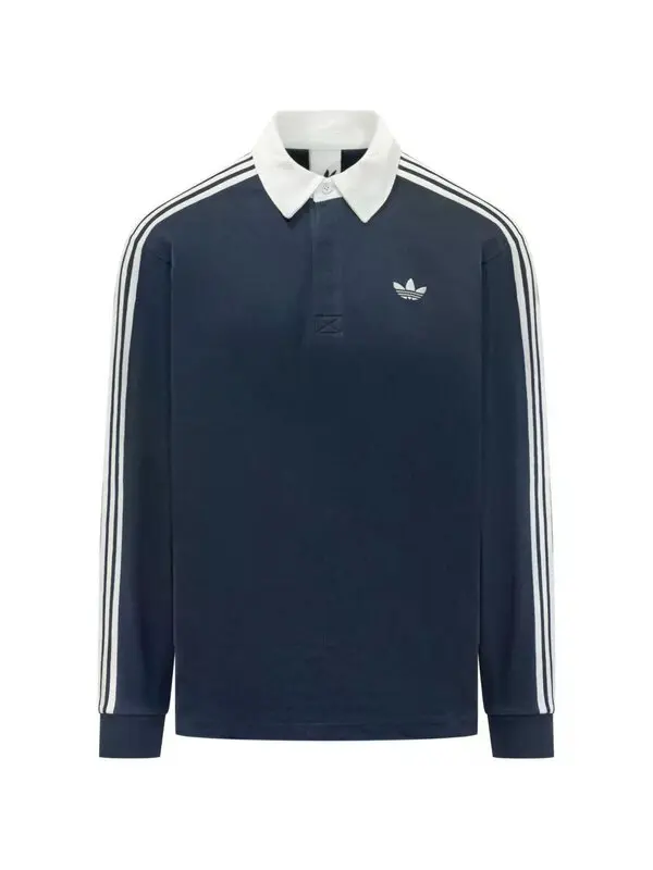 Adidas 3-stripes Rugby Long-sleeve Polo - Blue
