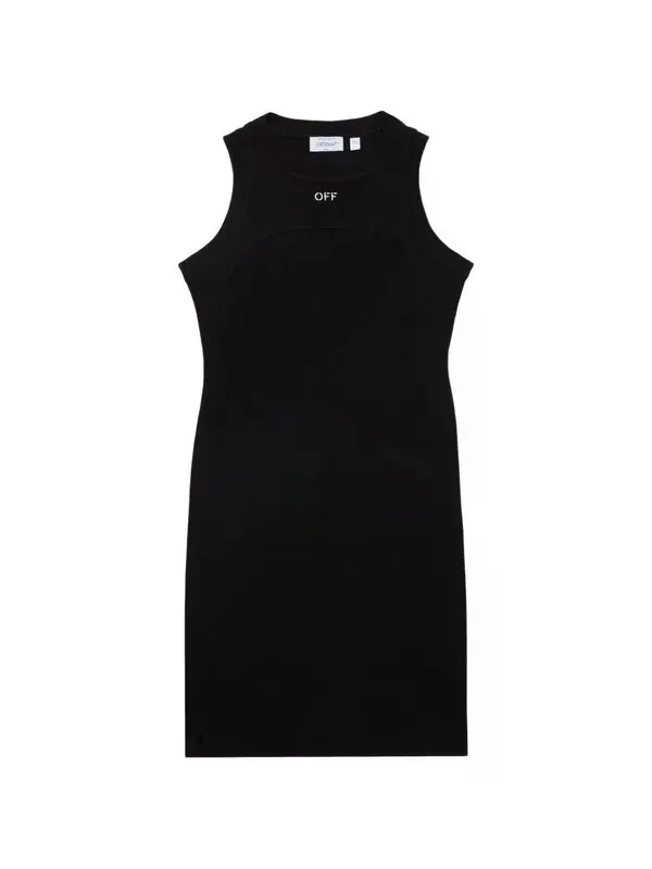 Off-White Off Stamp Ribbed Round-neck Mini Dress