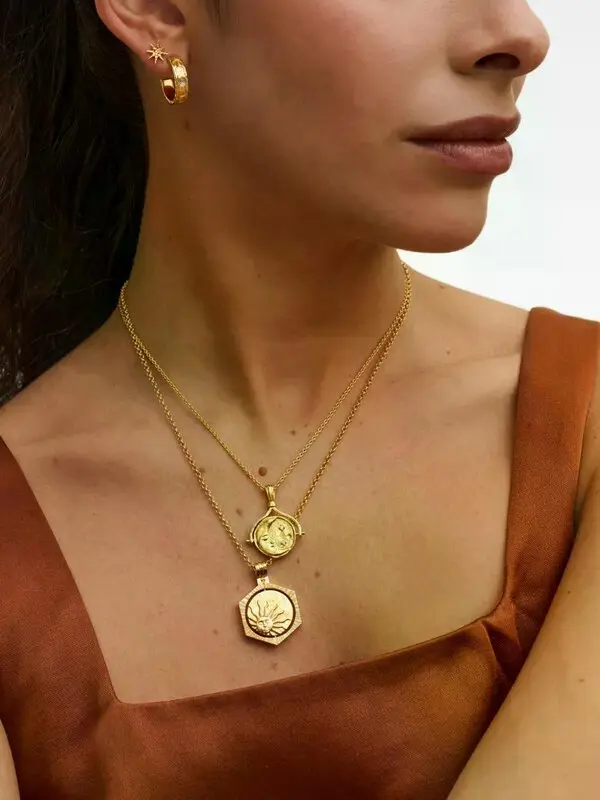OTTOMAN HANDS Lapis Moon Rotating Pendant Necklace