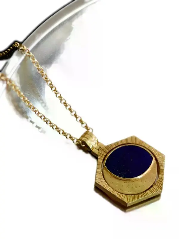 OTTOMAN HANDS Lapis Moon Rotating Pendant Necklace
