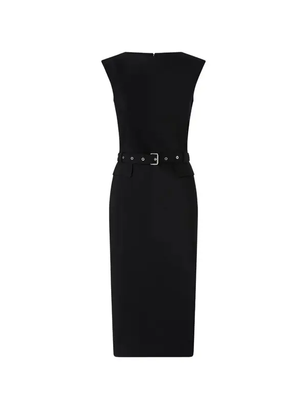 Pinko Belted Midi Sheath Dress - Black