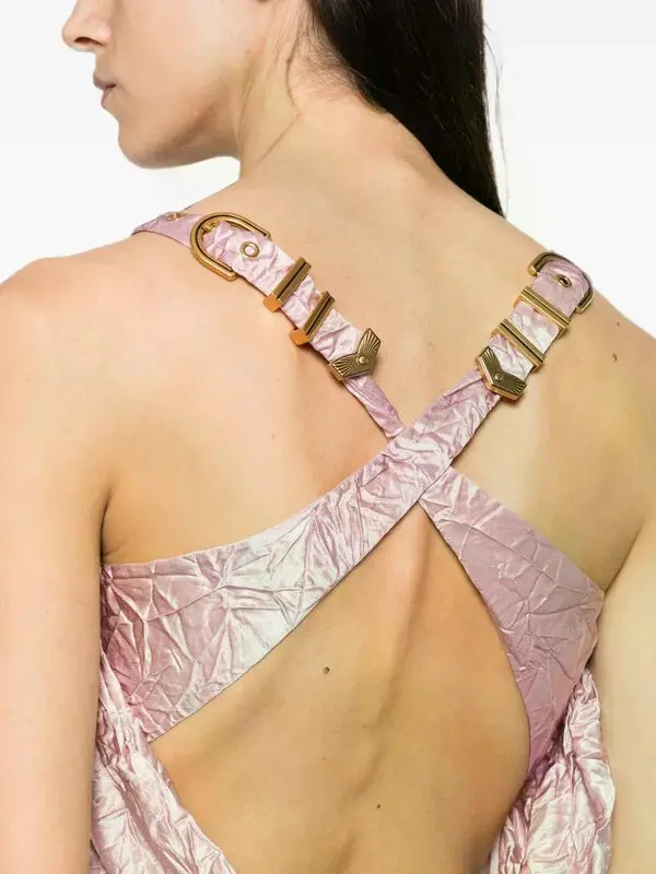 Versace Crinkled Buckle-straps Gown
