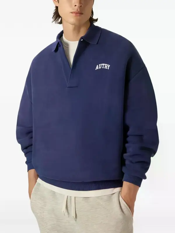 AUTRY Logo-print Polo-collar Sweatshirt