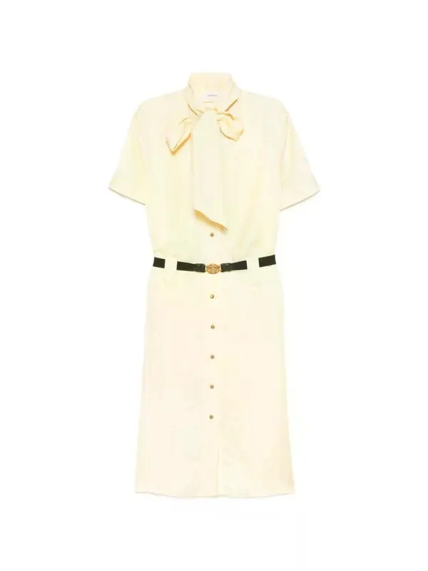 Versace Greca Jacquard Midi Shirt Dress - Yellow
