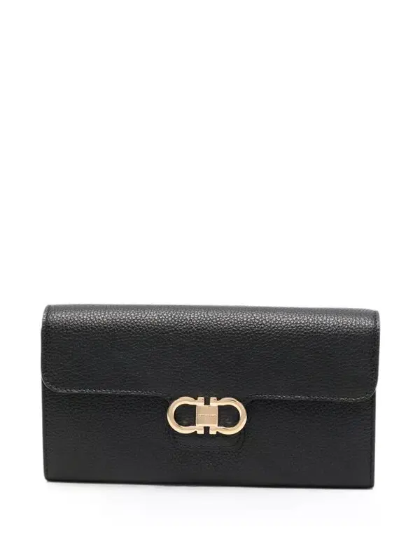 FERRAGAMO Double Gancini Leather Clutch Bag