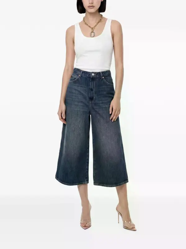 Soeur Faded Wide-leg Denim Shorts