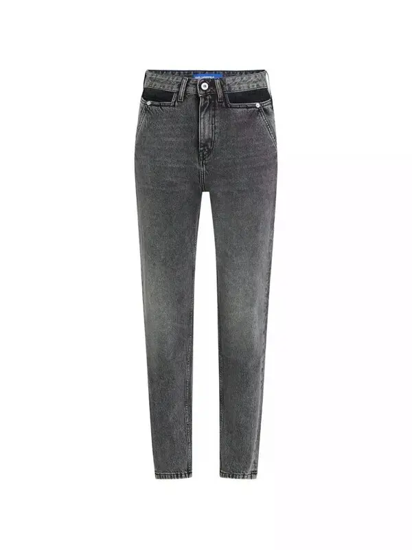 Karl Lagerfeld Logo-patch Washed Cut-out Jeans - Grey