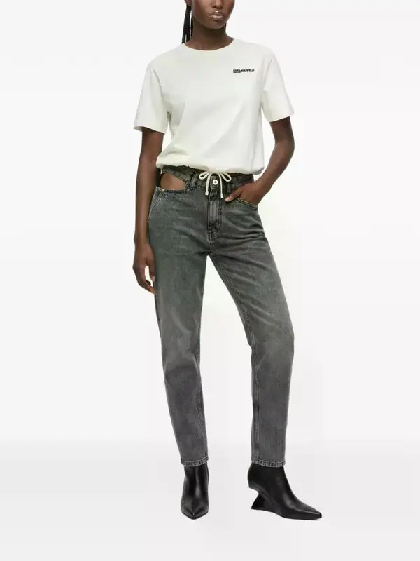 Karl Lagerfeld Logo-patch Washed Cut-out Jeans - Grey
