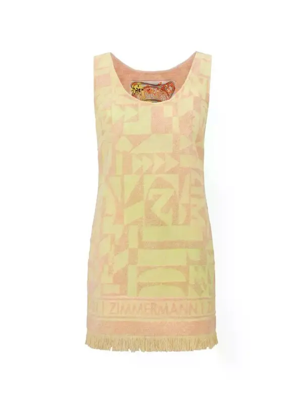 Zimmermann Solstice Geometric-pattern Fringed Mini Dress - Yellow
