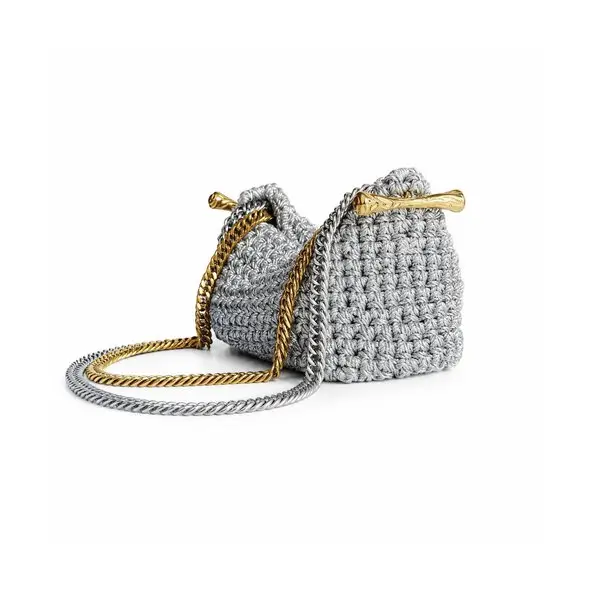 ISKRA Double Handle Stella Clasp Bag Metallic - Silver