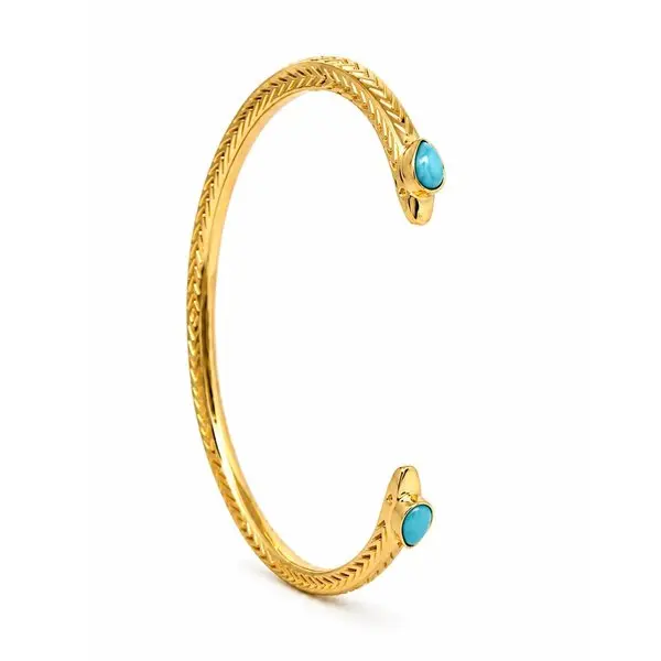 POUPETTENYC Double Head Snake Cuff Turquoise - Gold