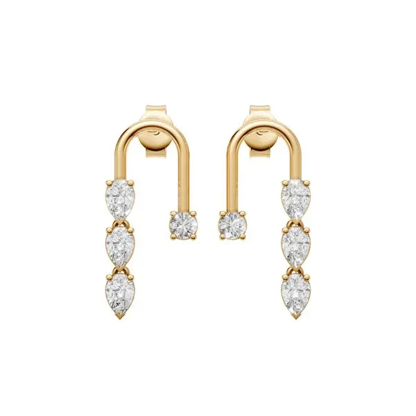AYA FINE JEWELRY 14k Gold Lab Diamond Open Hoop Earrings - Yellow