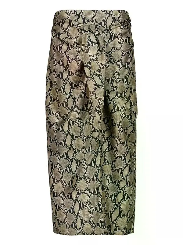 PAULA Snakeskin-print Wrap Skirt