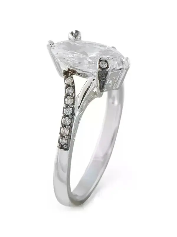 LB EXCLUSIVE 10k White Gold Marquise-cut Diamond Ring - Silver
